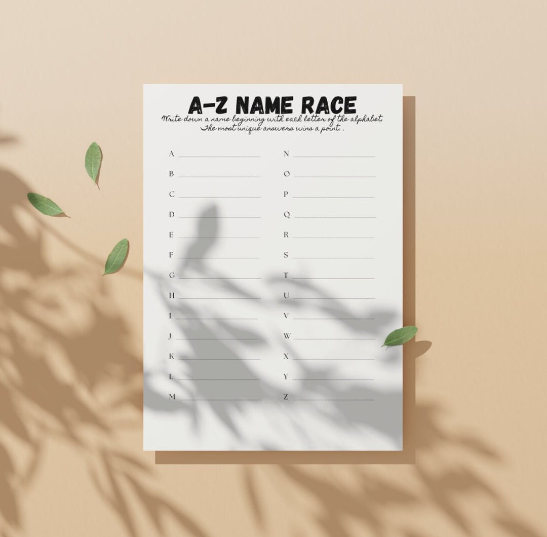 A-Z Name Race | Icebreaker Games | Games Night | INSTANT DOWNLOAD - Etsy