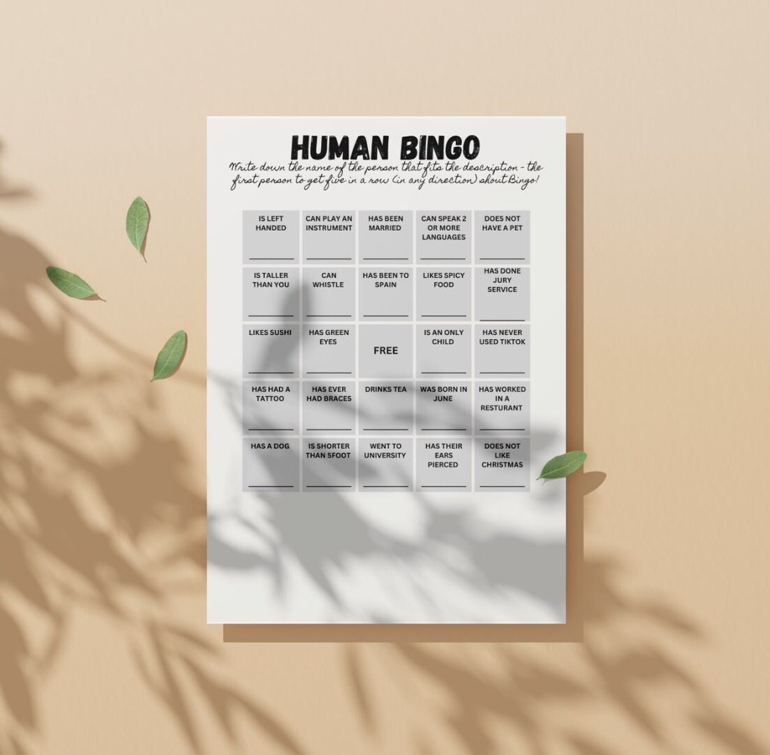 Human Bingo | Icebreaker Games | Games Night | INSTANT DOWNLOAD - Etsy
