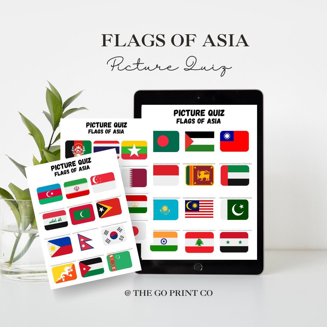 Flags of Asia Quiz: Family Geography Game (instant Download PDF - Etsy UK