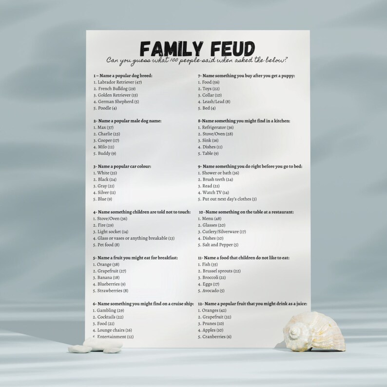 Family Feud Quiz Game | Family Games for All Ages | Quizzes | INSTANT ...