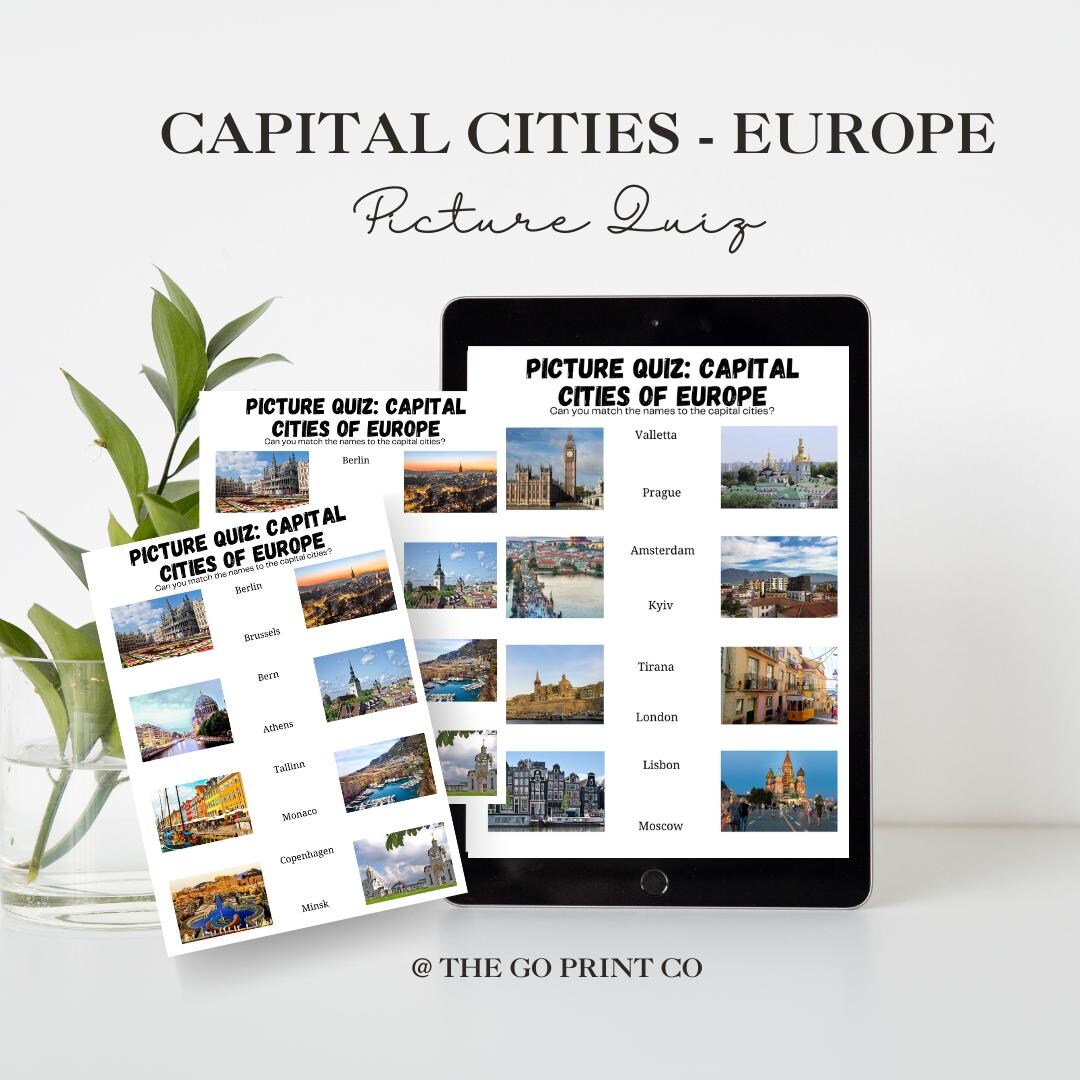 Europe Capital Cities Quiz: Geography Game, Family Travel (PDF Download ...