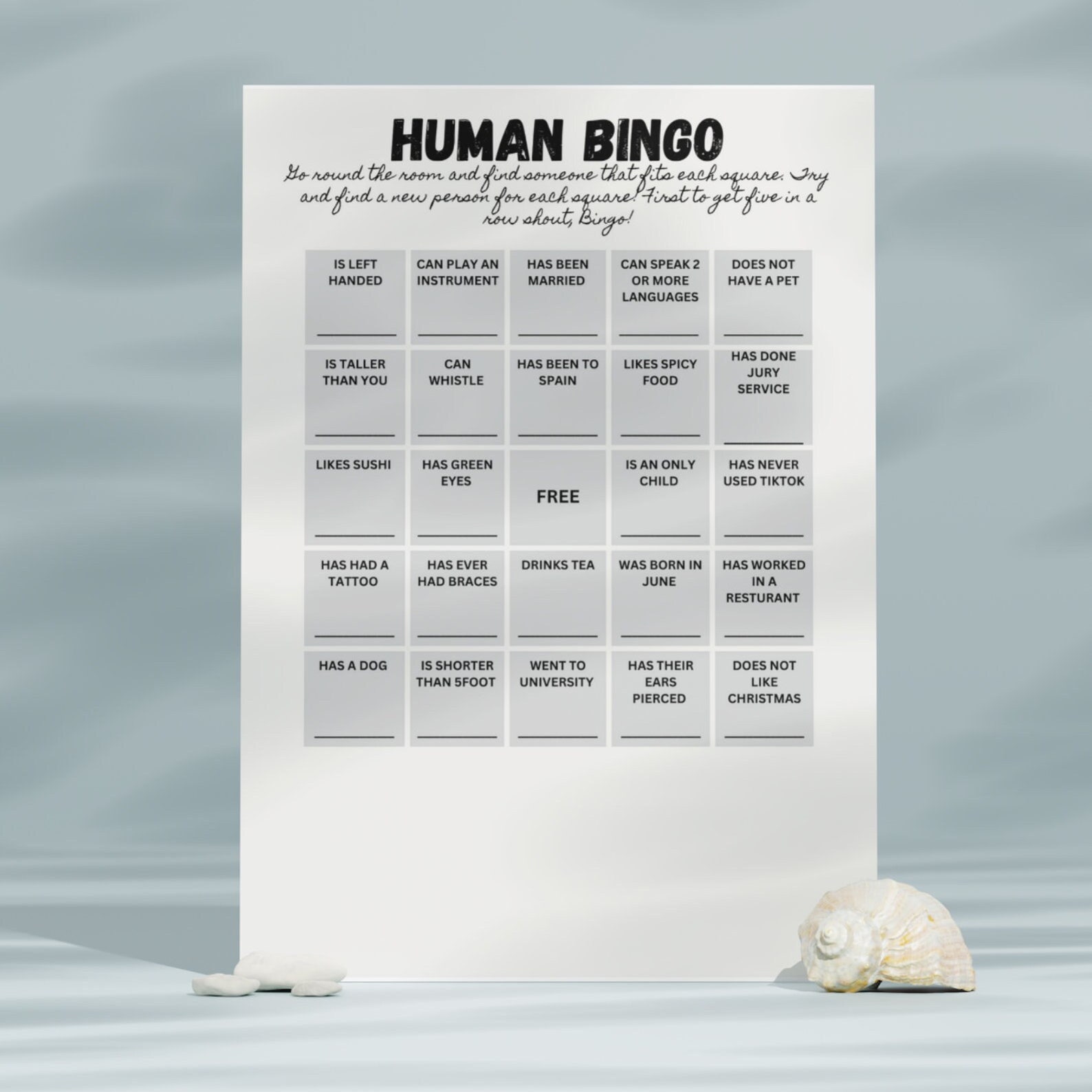 Human Bingo | Icebreaker Games | Games Night | INSTANT DOWNLOAD - Etsy