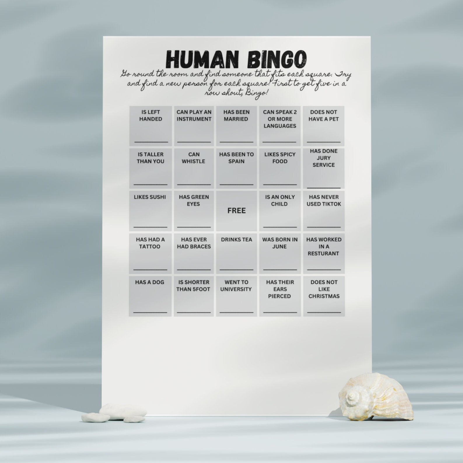 Human Bingo | Icebreaker Games | Games Night | INSTANT DOWNLOAD - Etsy