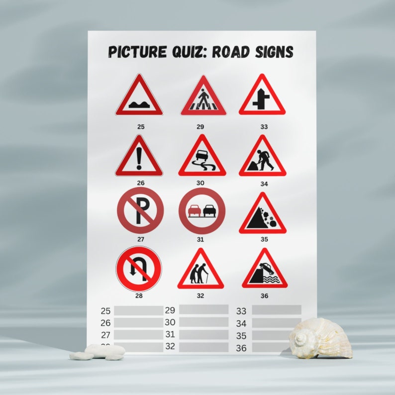 UK Road Signs Quiz UK Theory Test Games Night - Etsy