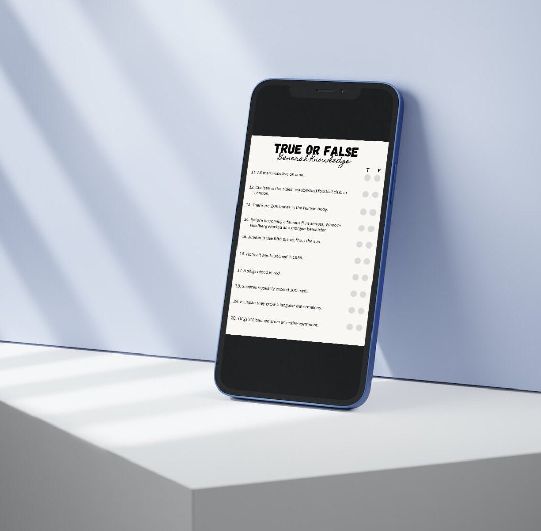 True or False Quiz Printable | Family Quiz | Friends Quiz | General ...