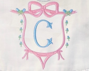 Monogram Crest Embroidery Design - Etsy