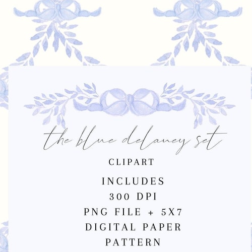 Delaney Set Crest Blue Pink Painted Watercolor PNG - Etsy