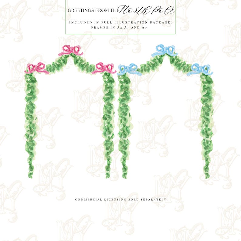 Greetings From the North Pole Watercolor Illustration Clipart Package ...