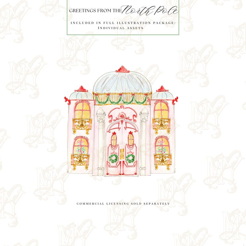 Greetings From the North Pole Watercolor Illustration Clipart Package ...