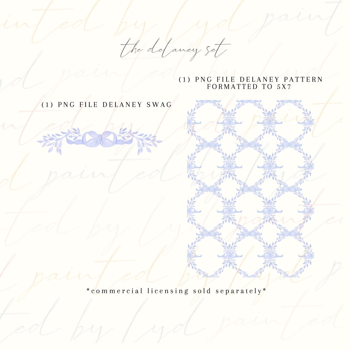 Delaney Set Crest Blue Pink Painted Watercolor PNG - Etsy