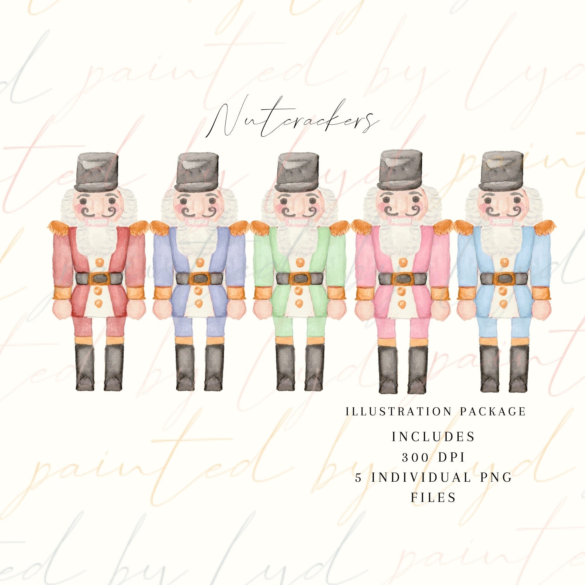 Nutcrackers Pink Christmas Greenery Hand-painted - Etsy