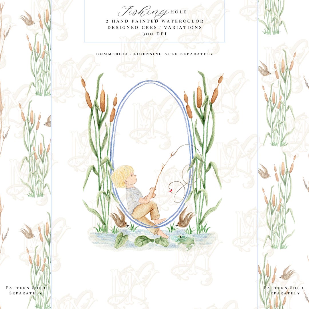 Fishing Hole Crest Watercolor Clipart - Stationery Transparent PNG ...