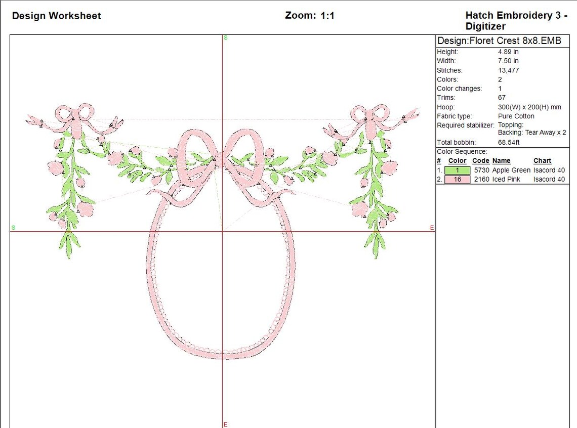 Ballet Floret Heirloom Crest Machine Embroidery Design - Etsy