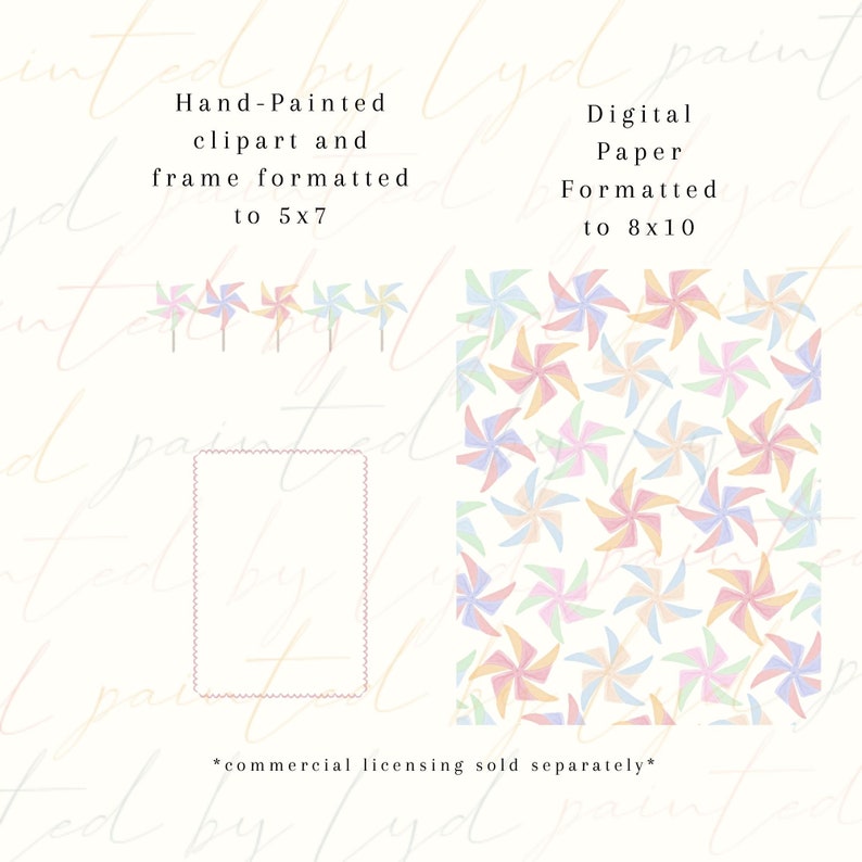Pastel Pinwheels Digital Watercolor Illustration Package - Etsy