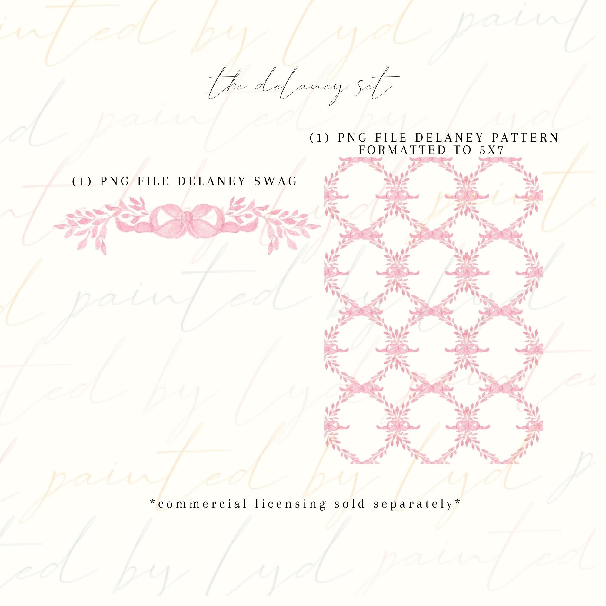Delaney Set Crest Blue Pink Painted Watercolor PNG - Etsy