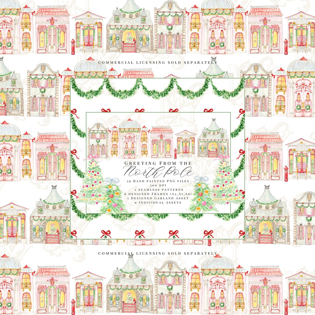 Greetings From the North Pole Watercolor Illustration Clipart Package ...