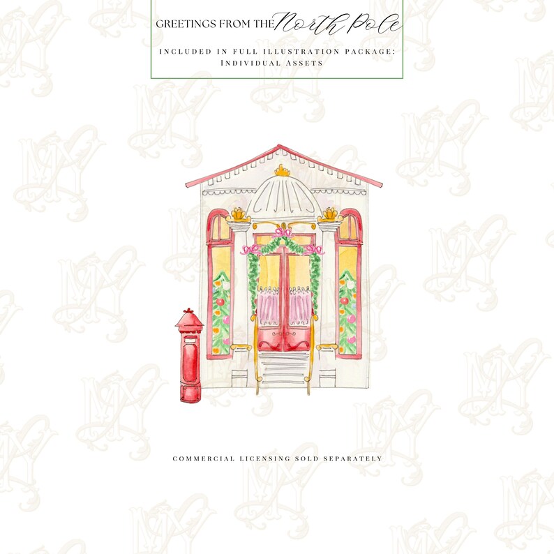 Greetings From the North Pole Watercolor Illustration Clipart Package ...