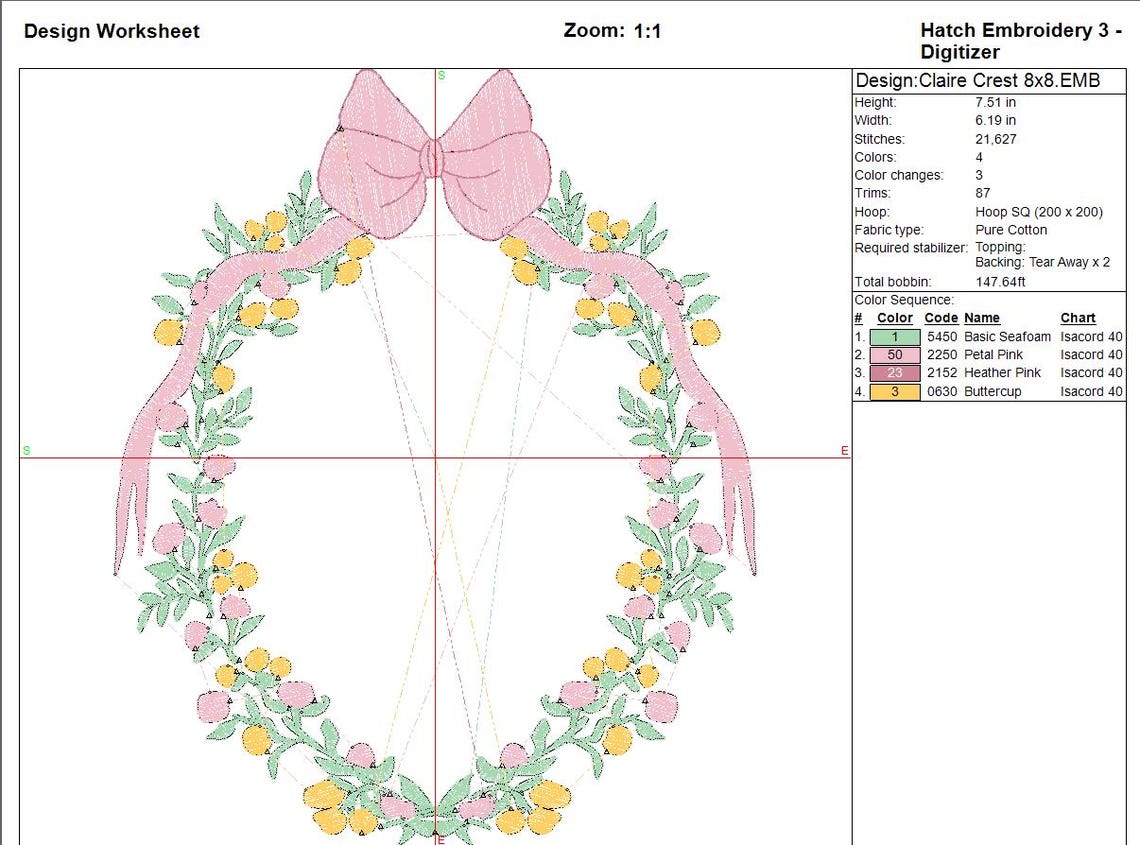 The Claire Heirloom Crest Machine Embroidery Design - Etsy