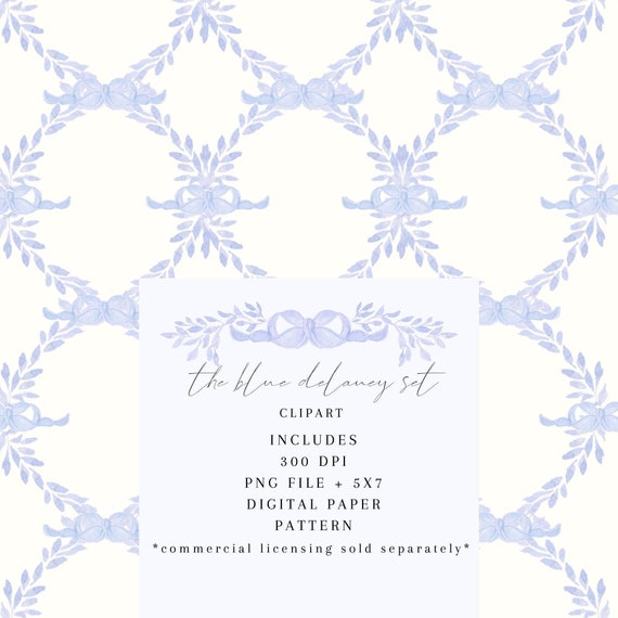 Delaney Set Crest Blue Pink Painted Watercolor PNG - Etsy
