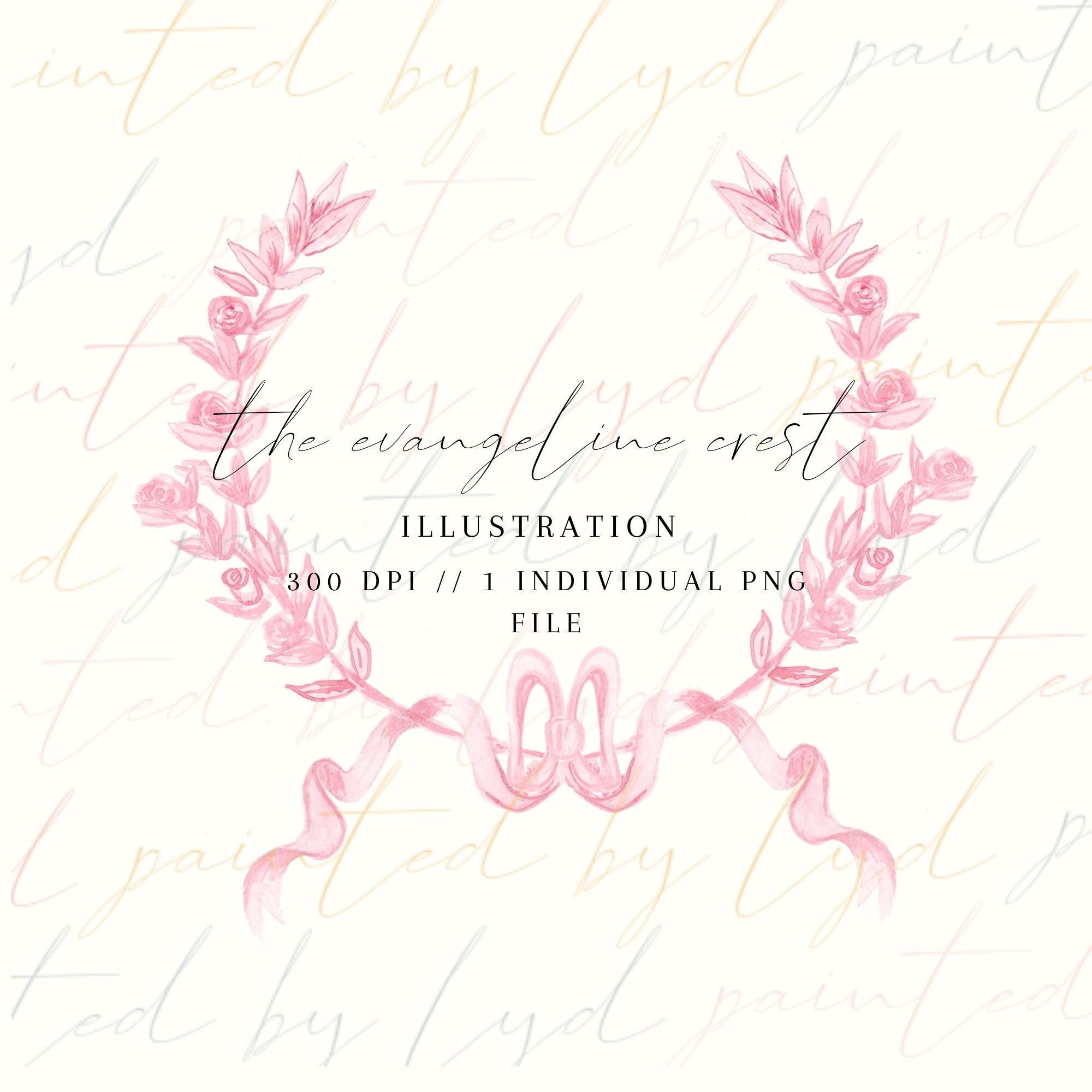 The Evangeline Pink Crest Hand-painted Watercolor PNG - Etsy