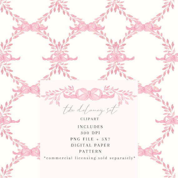 Delaney Set Crest Blue Pink Painted Watercolor PNG | Etsy