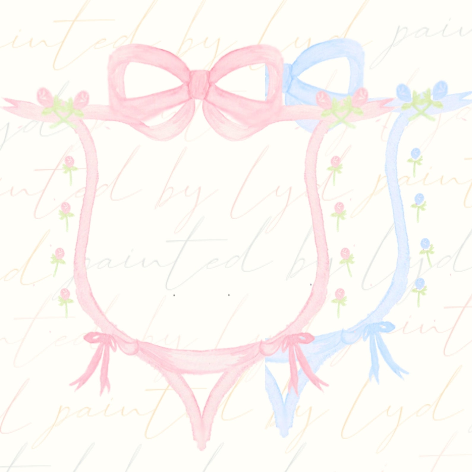Adley Crest Pink Blue Hand-painted Watercolor PNG - Etsy