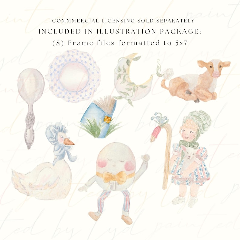 Hey Diddle Diddle Digital Watercolor Illustration Package - Etsy