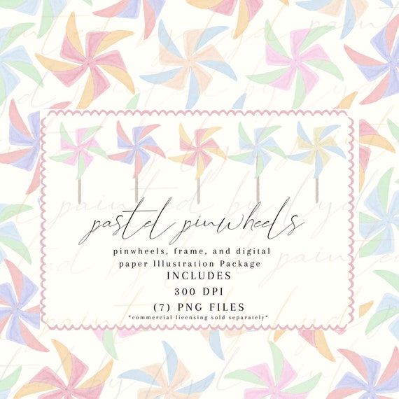 Pastel Pinwheels Digital Watercolor Illustration Package - Etsy