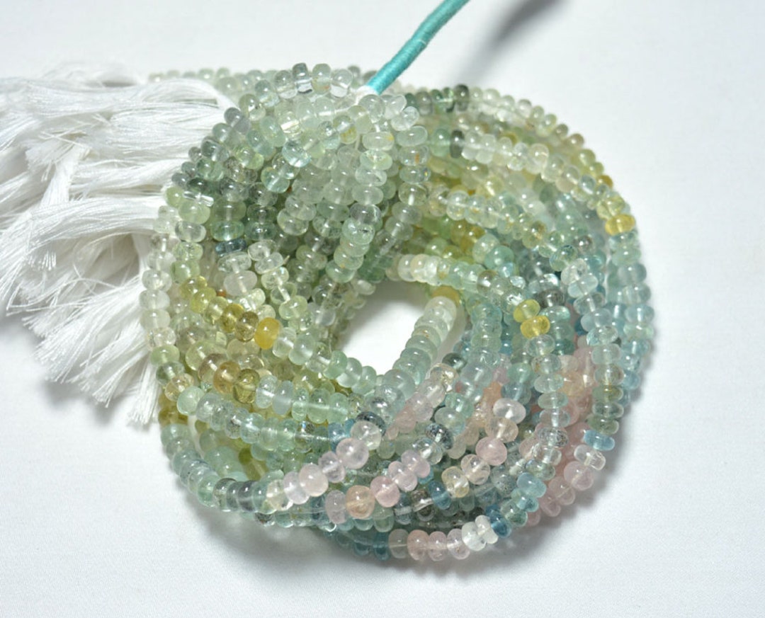 5.5mm Multi Color Aquamarine Rondelle Beads, Aquamarine Smooth Beads ...