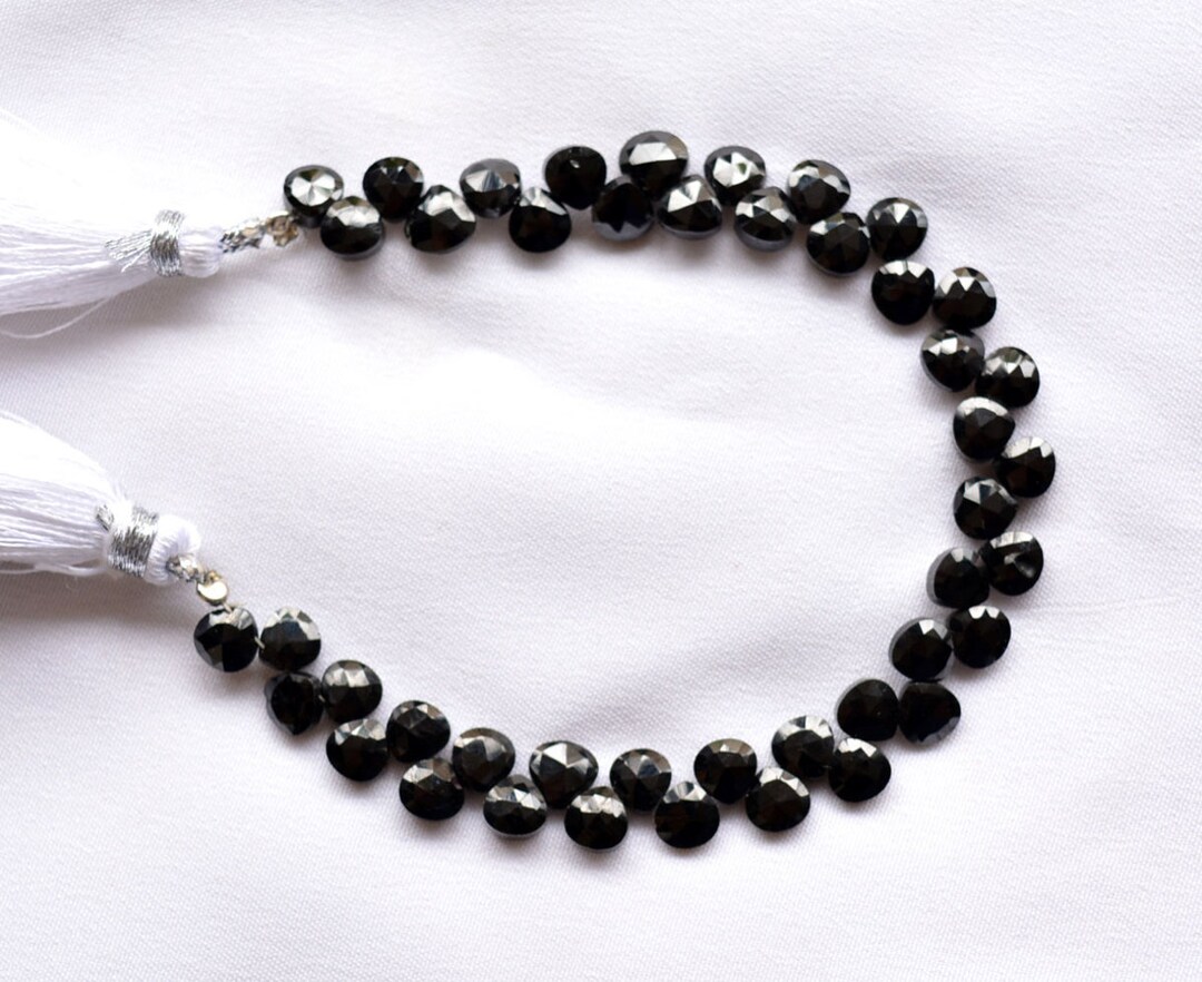 Black Spinel Beads, Spinel Faceted Heart Shape Beads, Black Spinel ...