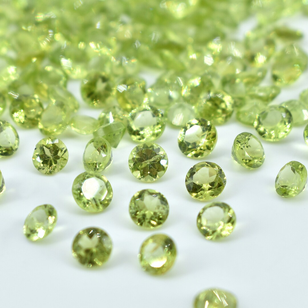 Peridot Gemstone, Peridot Faceted Round Gemstone, 5 Pieces Lot ...