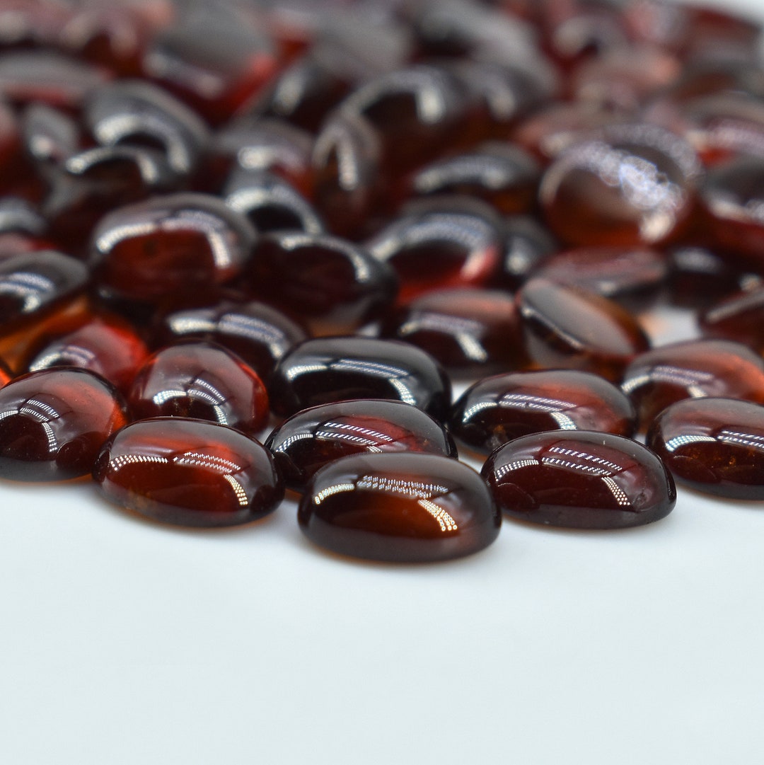 Garnet Gemstone Cabochons, Garnet Oval Shape Cabochons, 10 Pieces Lot ...