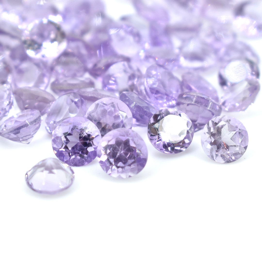 Amethyst Gemstone, Amethyst Faceted Round Cut Gemstone, 5 Pieces Parcel ...