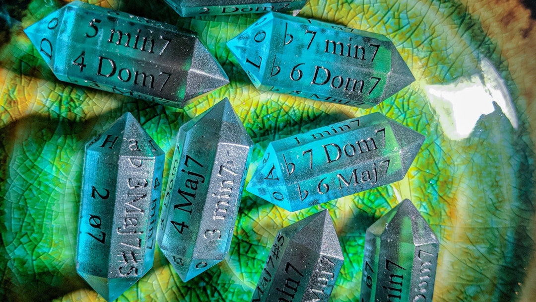 Music Crystal Dice Set - Jazz Chords of the 7 Modes - Resin 3D Printed ...