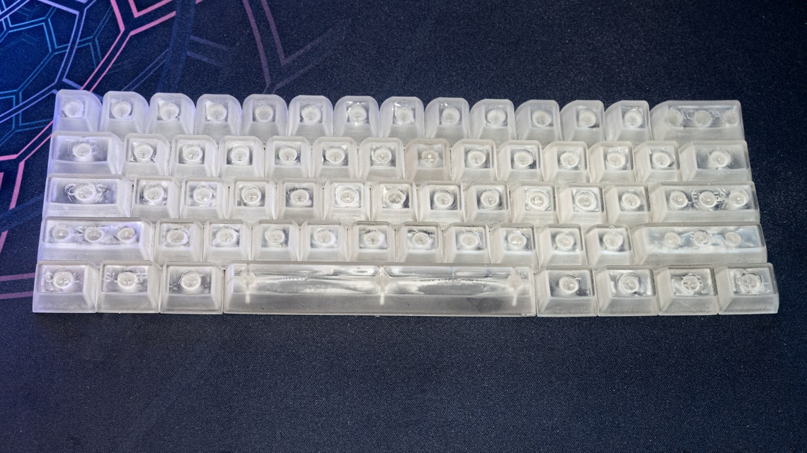 Keycap Set SA Profile for 60-65% Keyboard Translucent 3D Printed Resin ...