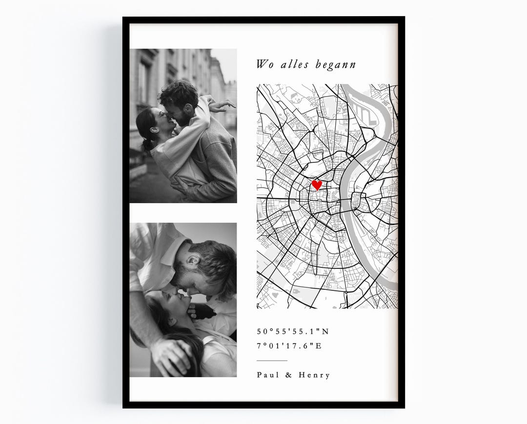 Where It All Began Poster Coordinates Picture Wedding Anniversary Gift ...