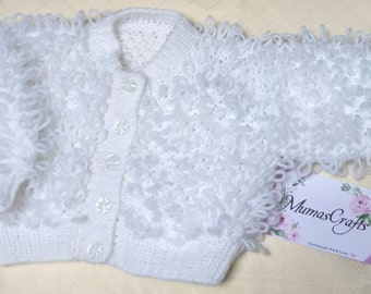 Knitted Baby Cardigan Girls Hand Knit Hooded Sweater Handmade Baby ...