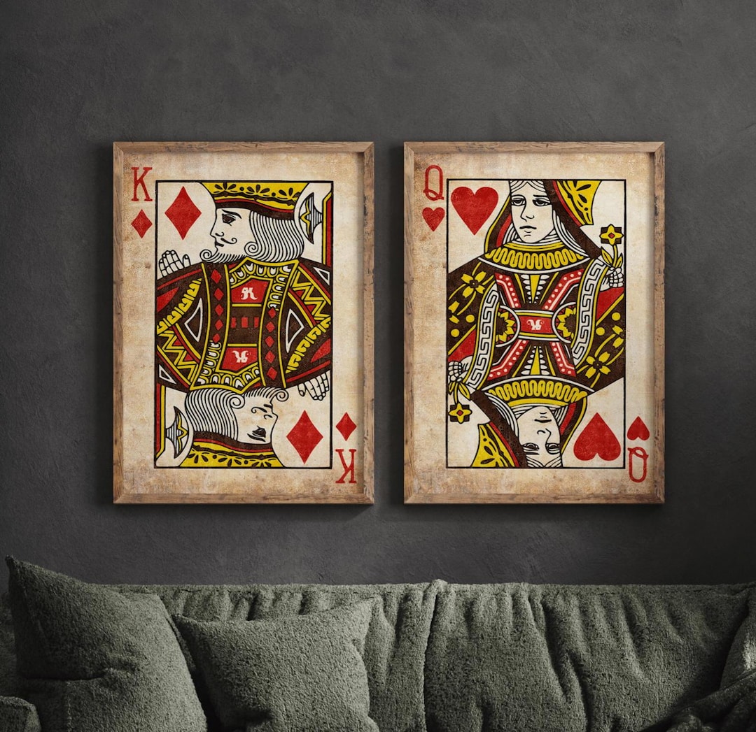 King & Queen Playing Cards Wall Art Set - Etsy