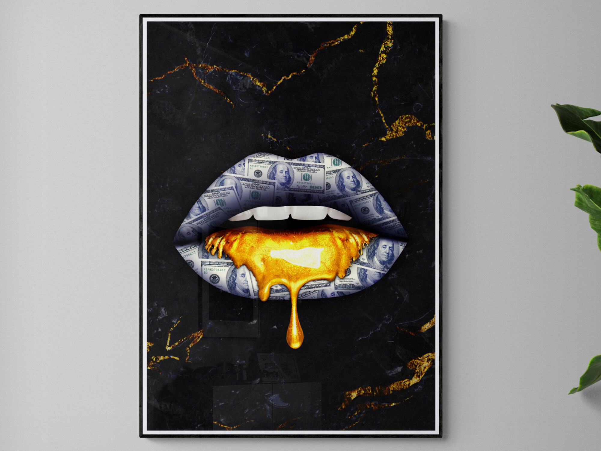 Golden Lips Money Talks Print Punk Lips Print Dollar Lips - Etsy