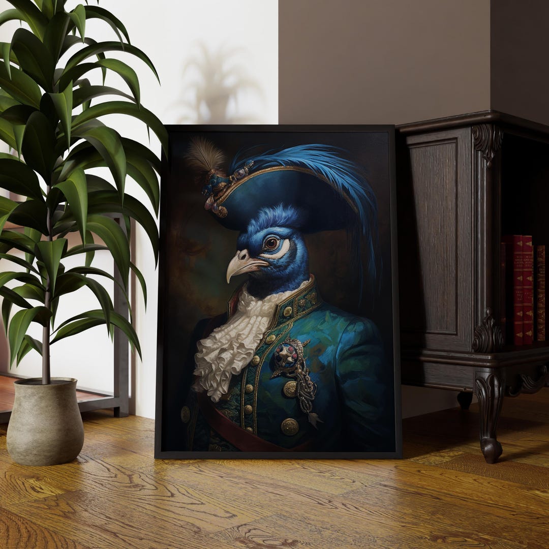 Peacock Pirate Wall Art Print - Bold, Colourful Animal Portrait - Etsy ...