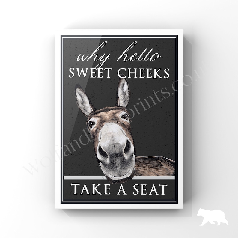 Hello Sweet Cheeks Print Take a Seat Donkey Funny Bathroom - Etsy UK