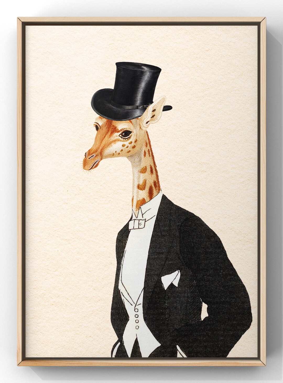Mr Giraffe Portrait Print | Vintage Wall Art Quirky Decor - Etsy