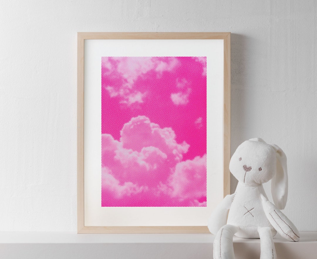 Screen Printing Neon-pink Cloud Sky DIN A3 - Etsy