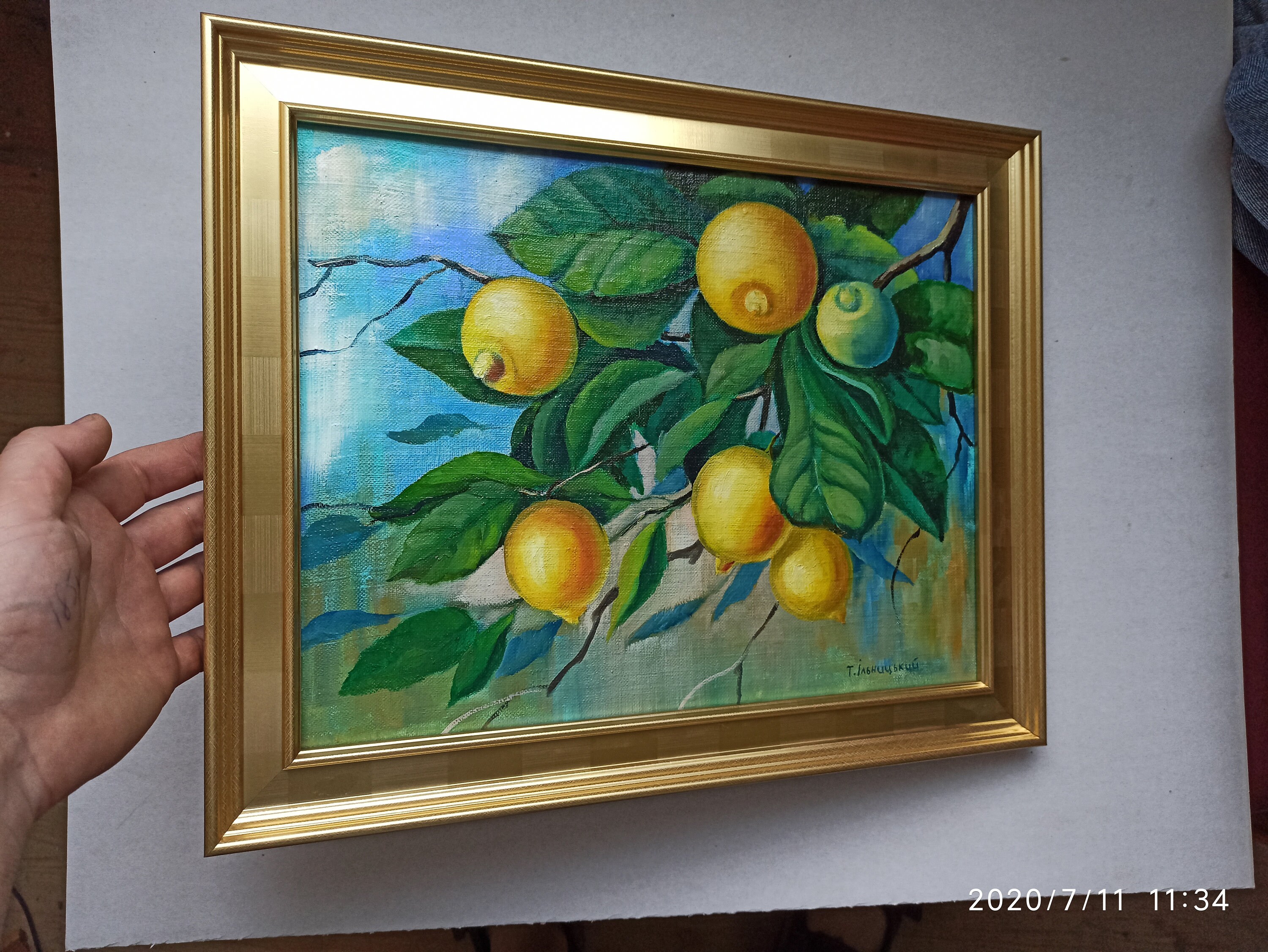 Lemon tree oil painting limetta Original painting Still | Etsy