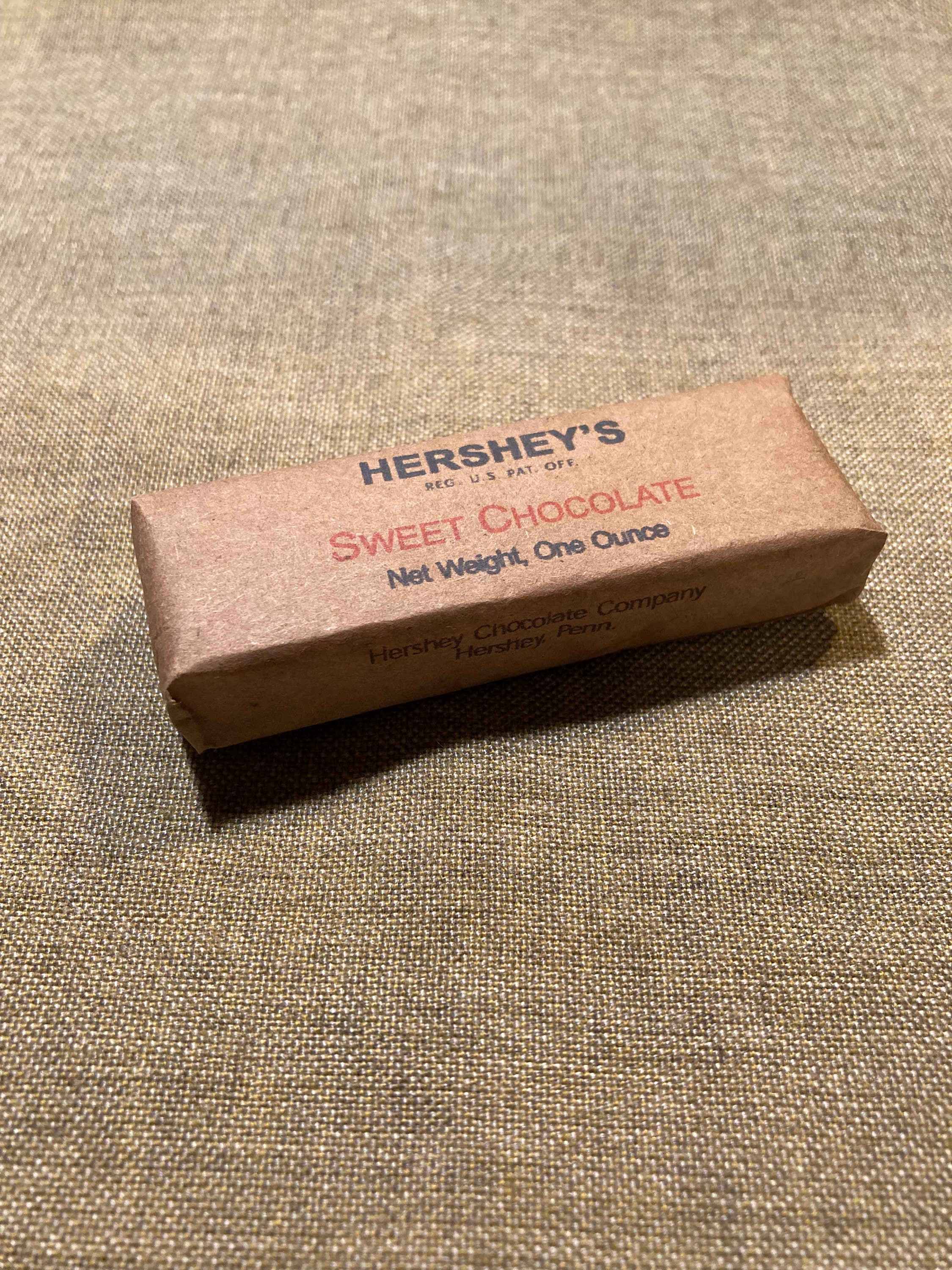 WWII US Army Marine Corps Ration Hershey's 2 Oz Chocolate Bar K Ration ...