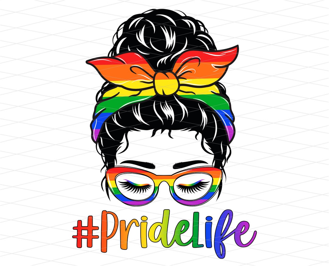 Rainbow Pride Life Messy Bun Png, Rainbow LGBTQ Messy Bun Png, Rainbow ...