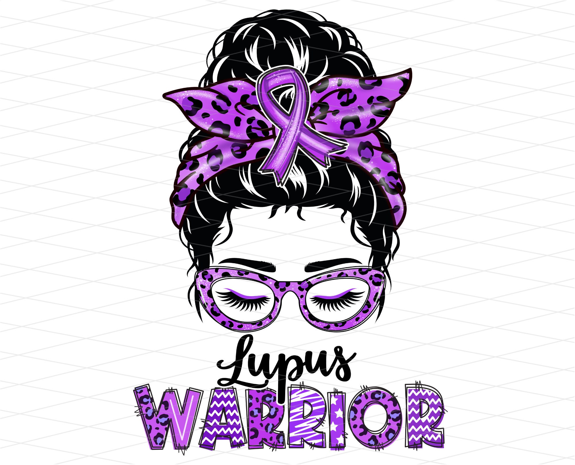 Lupus Cancer Warrior Messy Bun Png Lupus Cancer Awareness - Etsy
