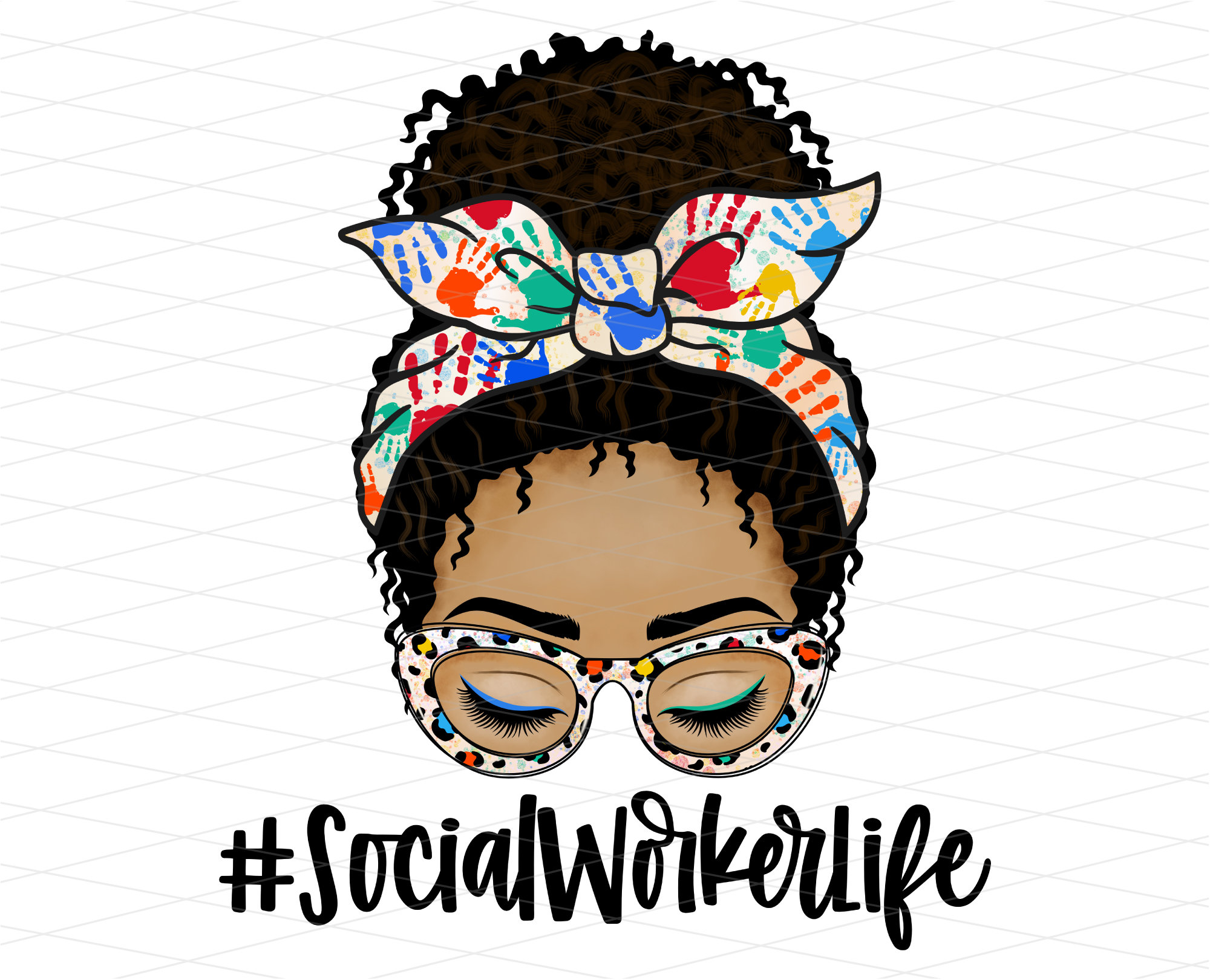 Social Worker Life Afro Messy Bun Png, Black Woman Social Worker Png ...