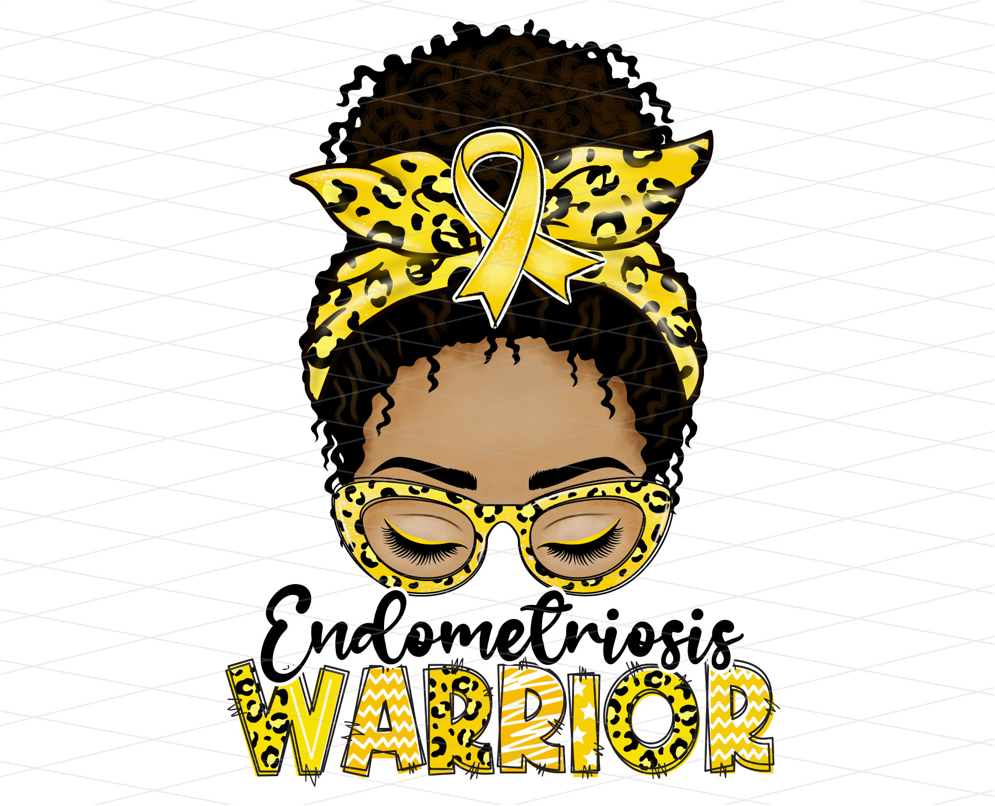 Endometriosis Warrior Afro Messy Bun Png Endometriosis - Etsy