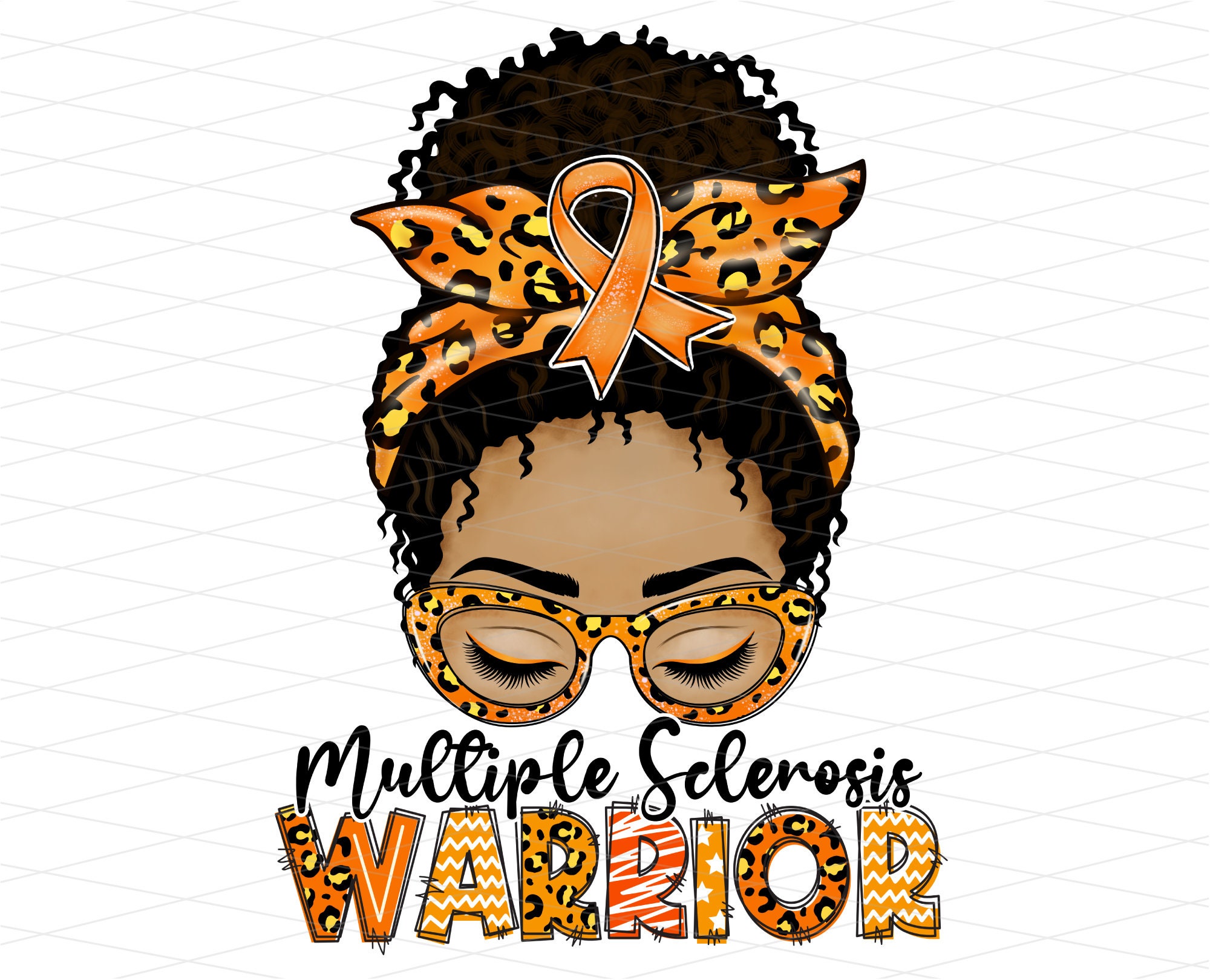 Multiple Sclerosis Warrior Afro Messy Bun Png, Multiple Sclerosis ...